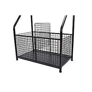 BirdRock Home Sports Equipment Ball Storage Rack for Garage - Baseball, Tennis, Football, Gym and Basketball Gear Organizer - Rack - Wide Bin Basket - 4 Hooks - Tools Garden Shovels Rack - Indoor