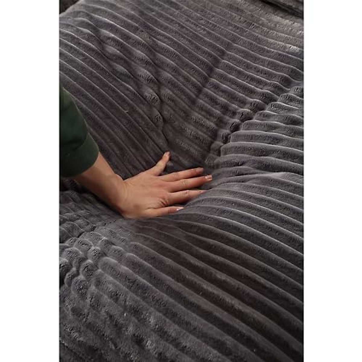 FANYE Oversized Single Lounge Sectional Sofa Couch Luxury Corduroy Upholstered Sleeper Daybed Deep Seat Chaise Sofa&Couch with 3 Pillows for Living Room