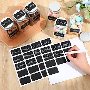 12 Oz Square Plastic Jar Storage Container with Lids Labels Pen, Wide Mouth Clear PET Seal Jar Empty Candy Jar Airtight Plastic Mason Jars Plastic Spice Containers for Kitchen Storage Craft (24 Pcs)