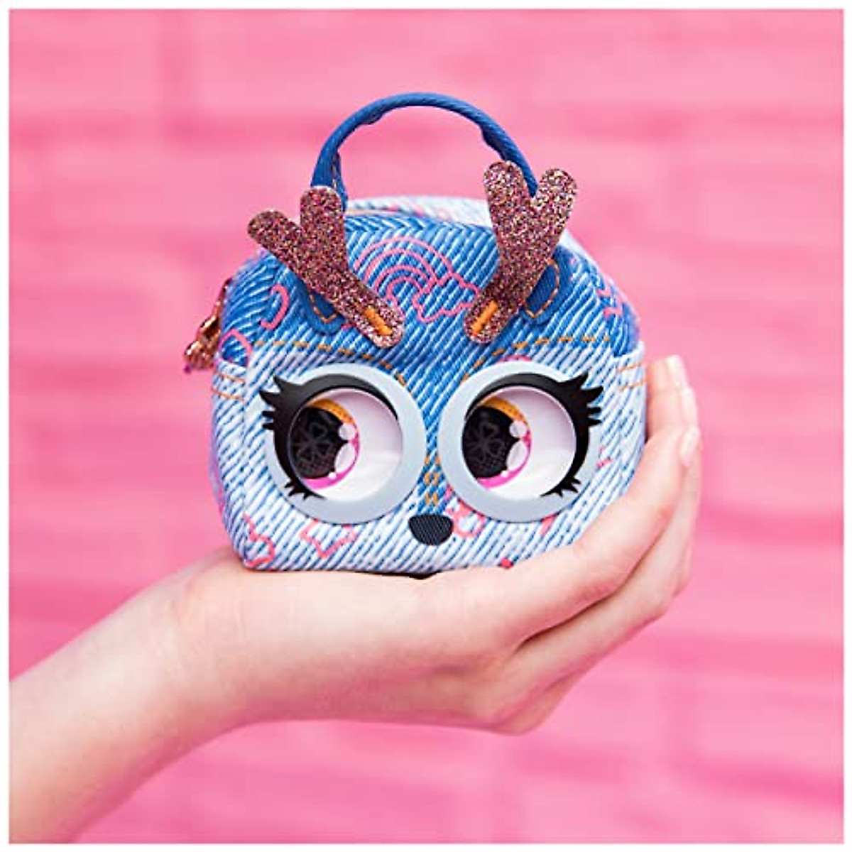 Purse Pets Micros, Denim Deerie Stylish Small Purse with Eye Roll Feature, Kids Toys for Girls Aged 5 and up
