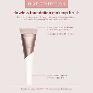 EcoTools Ecofriendly Luxe Flawless Foundation Makeup Brush for Liquid & Cream Foundation, Dense, Synthetic Bristles, Eco-Friendly Premium Quality Makeup Brush, Vegan & Cruelty-Free, 1 Count