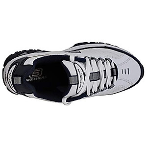 Skechers Men's Energy Afterburn Lace-Up Sneaker, White/Navy, 10.5