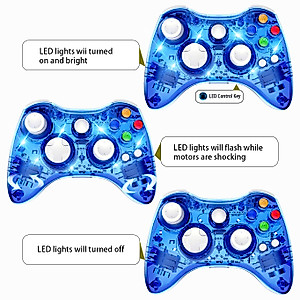 PAWHITS Wireless Controller Compatible with Xbox 360 Double Motor Vibration Wireless Gamepad Gaming Joypad, Blue