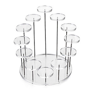 HomeSoGood Acrylic Riser Display Shelf,12-Tier Round Jewelry Organizer Display Stand,Cosmetics,Small Collectibles,Mini Dessert Storage Rack Holder