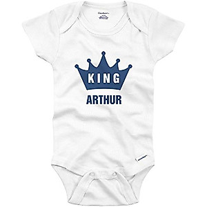 Funny King Baby Arthur Crown Onesie: Baby Onesie White