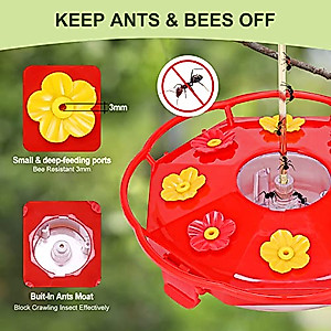 Rihogar Hummingbird Feeders for Outdoors Hanging, 2 Pack Hummingbird Feeder, Hummingbird Feeders for Outside, 8 Feeding Ports, Leak-Proof, Easy to Clean & Fill (14OZ)