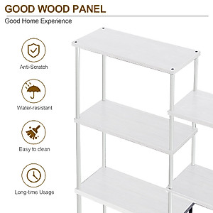 MOOACE 4 Tier Bookshelf, Industrial Style Bookcases with 11 Open Display Shelves, Open Large Storage Bookshelves Shelving with Anti-Falling Device for Bedroom,Living Room, Office Display Cabinet White