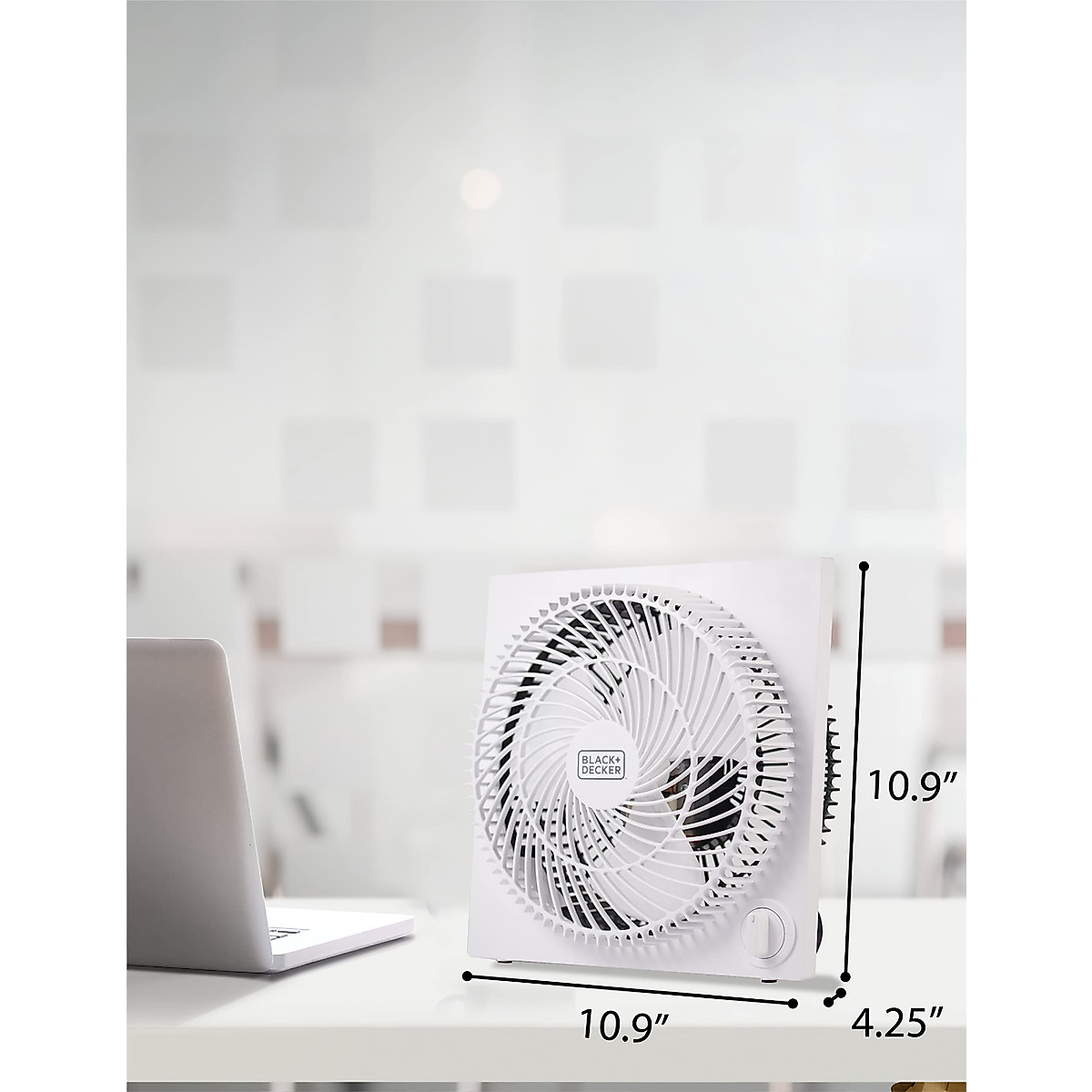 BLACK+DECKER Mini â€“ Tabletop Quiet 9 Inch Desk Box Fans Frameless BFB09W White