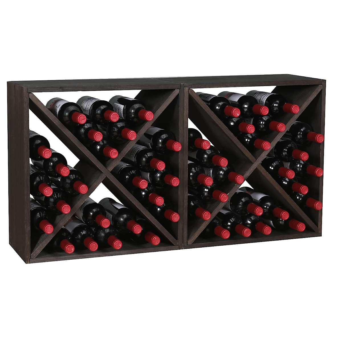 FDHUIJIA Wine Racks countertop Solid Wood Stackable Storage Rustic Retro Cube 48-Bottle Wooden Wine Rack Wine Cabinet