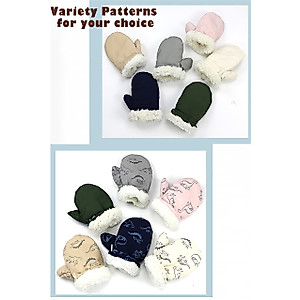 Urban Virgin Infant Baby Toddler Kids Winter Mittnes Lined Fleece Warm Waterproof Ski Snow Gloves For Boys Girls Grey Dino 6-24 Months