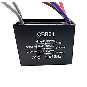 New CEILING FAN CAPACITOR CBB61 4.5uf + 6uf + 5uf 5 WIRE 250V