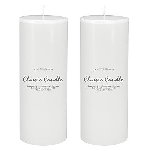2 Pack 3x8 Hand Poured White Dripless Pillar Candles, Soy Candles, Non-Toxic, Unscented, Smokeless, for Power Outages & Emergency