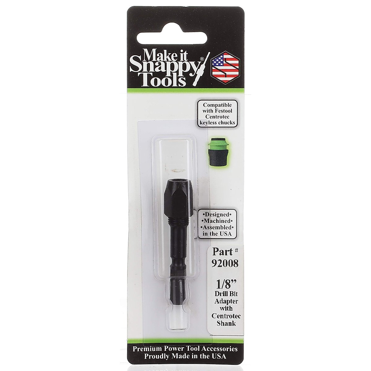 Make it Snappy Tools 1/8 Inch Drill Bit Adapter, Compatible with Festool Centrotec Chucks #92008