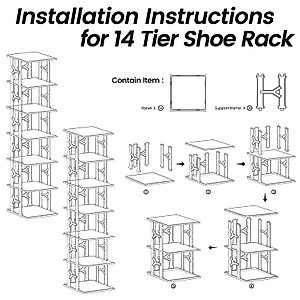 KALYLOC Shoe Storage for Closet, Plastic Vertical Shoe Organizer, Small Cubby Free Standing Shoe Shelves for Entryway Stackable Shoe Tower Space Saver (Clean 14 tier)