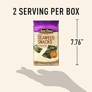 Annie Chun's - Roasted Seaweed Snacks, Sesame-Flavor, 0.35 oz, Keto, Vegan, Gluten-Free, Dairy Free, Light & Airy, Hearty & Delicious Snacks, 0.16-Oz (Pack of 12)