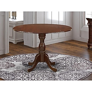 East West Furniture DMT-MAH-TP Dublin Kitchen Table - a Round Dining Table Top with Dropleaf & Pedestal Base, 42x42 Inch, Mahogany