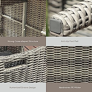 AcePRO Rio 3-Piece Rattan Bistro Set Outdoor Patio with Grey Cushions, NO Assembly