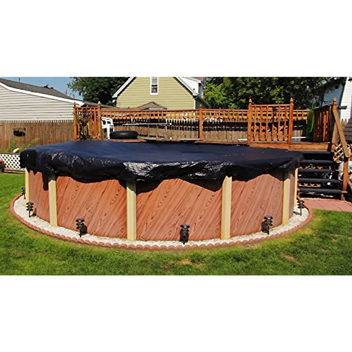 Buffalo Blizzard Deluxe Winter Cover for 33-Foot Round Above-Ground Swimming Pools | Blue/Black Reversible | All Covers Include 3-Feet of Overlap Material for Secure Installation to Measure 36-Feet