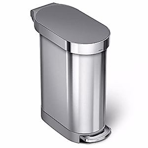 simplehuman 45 Liter / 12 Gallon Slim Hands-Free Kitchen Step Trash Can, Brushed with Plastic Lid & CW0262 3 x paquete de 20 bolsas de basura a medida (60 bolsas), código N, plástico Blanco