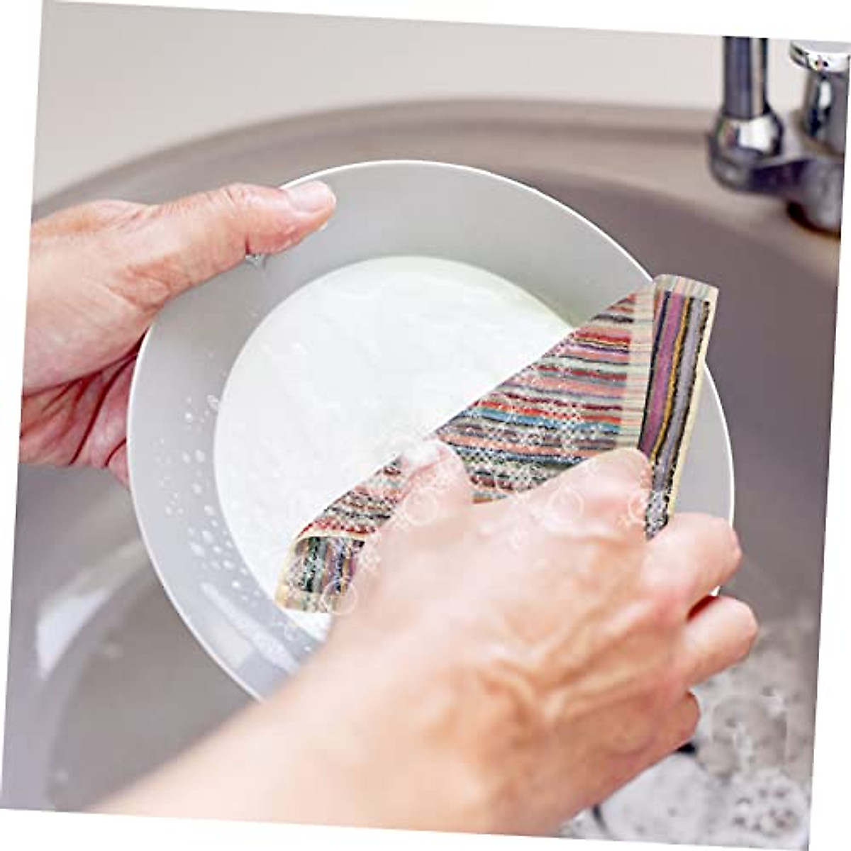 Cabilock 10pcs Color Stripe Square Scarf Microfiber Cleaning Rag Turkish Cotton Towels Turkish Cotton Bath Towels Microfiber Dish Towels Dish Rags Kitchen Dishcloth Hand Towel Cotton Towel