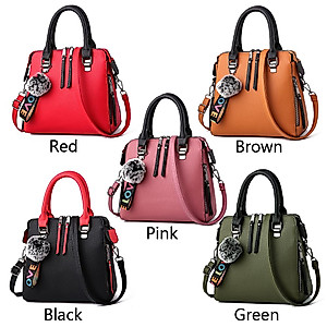 YAQUNICER Small Top-Handle Handbags Hobo Clutch Satchel for Women Purse Faux Leather Shoulder Crossbody Bag-Pink