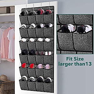 Meerainy Over the Door Shoe Organizer,Large 24 Pockets Hanging Shoe Rack with Sturdy Hooks,Space Saving Shoes Storage Hangs on Closets Pantry for Shoes, Sneakers High Heeled Shoes 24.8''*68.9''
