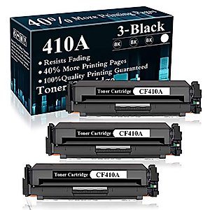 3 Pack 410A | CF410A Toner Cartridge Replacement for HP Color Laserjet Pro MFP M477fdn M477fdw M477fnw M452dn M452dw M452nw MFP M377dw Printer,Sold by TopInk