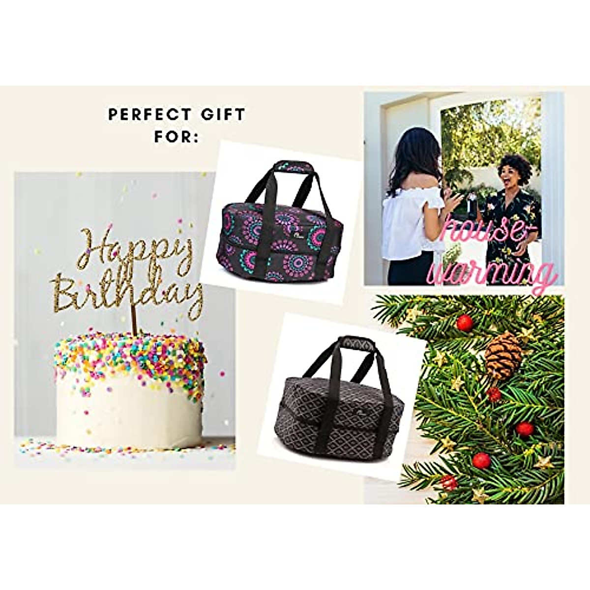 Slow Cooker Bag for Carrying Oval and Round-Shaped Crockpots, Multi Cookers, Rice & Pressure Cookers up to 6 Quarts to Transport Hot Food with Ease and in Style (Purple Circle)