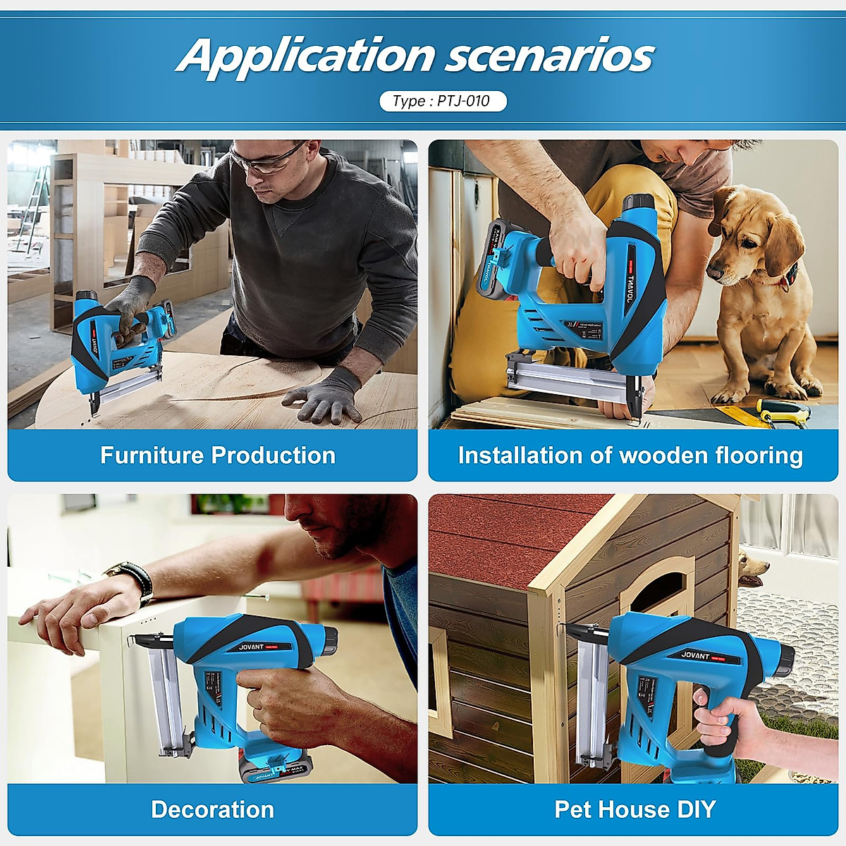 2 in 1 Nail Gun with 1/5'' Narrow Crown Staples and 18G Nails 2784 pcs, Nail Gun for Jovant 20V Battery (No Battery), Brad Nailer for Home Improvement & DIY, 2784pcs Staples/Nails (Tools Only)