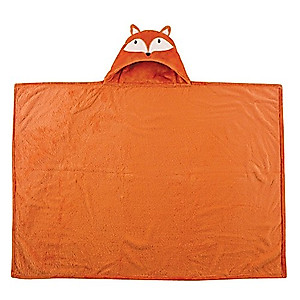 Hudson Baby Unisex Baby and Toddler Hooded Animal Face Plush Blanket, Orange Fox, One Size