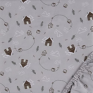Sammy & Lou Mountain Cabin 2-Pack Microfiber Fitted Crib Sheet Set, Fits Standard Crib Mattress 28 in x 52 in; Fully Elasticized,