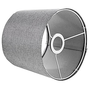 Beavorty Gray Lamp Shade Linen Fabric Lamp Shade Replacement Medium Drum Lamp Shade Transitional Cylinder Shaped Spider Construction Lamp Shade for Chandeliers Table Lamp 20cm Small Lampshade