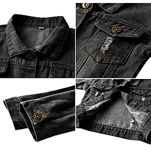 Cromoncent Boys Girls Child Casual Denim Jacket Kids Toddler Button Down Coat，Denim Black 5-6Y