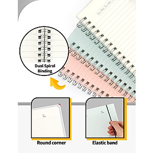 SUNEE 3 Pack Spiral Notebook - A5 Lined Journal Notebook, 120gsm Thick Paper, College Ruled, Giftable Journal for Study and Notes 80 Sheets, 5.7" x 8.3", Blue, Pink, Transparent