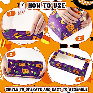 ReliThick 36 Pcs Halloween Cookie Boxes with Window 12 x 5.5 x 2.5 Inch Halloween Bakery Box Treat Boxes Dessert Boxes with Window for Cupcake Donuts Candies Pies Halloween Party Favors