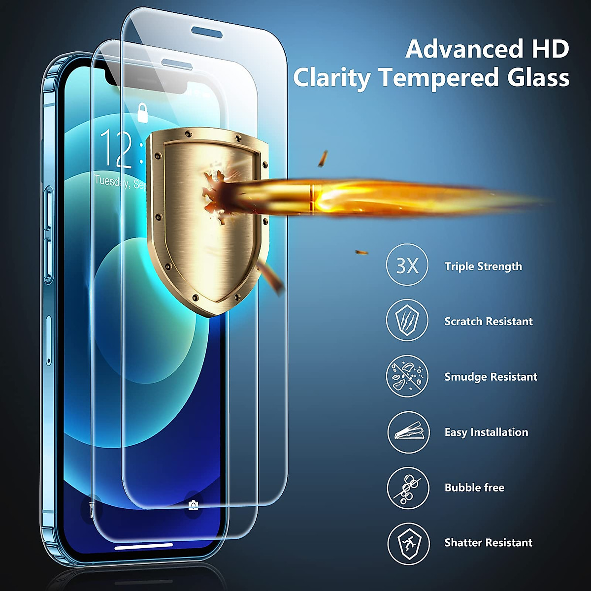 SPIDERCASE iPhone 12 Mini Clear Case: Non-Slip, Shockproof, & 2 Tempered Glass Screen Protectors