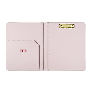 Erin Condren Vegan Leather with Metallic Accents Clipfolio with Lined Notepad Included. Measures 9.75”W x 12.5”L x 1.25”H. Includes a 25 Sheet Note Taking Pad
