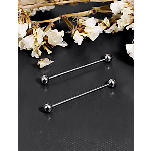 Vsnnsns 16G G23 Titanium Straight Barbell Piercing Jewelry Tongue Rings Nipple Rings Piercing Jewelry Industrial Earrings Barbell Cartilage Tragus Piercing Jewelry 16 Gauge for Women Men 38mm