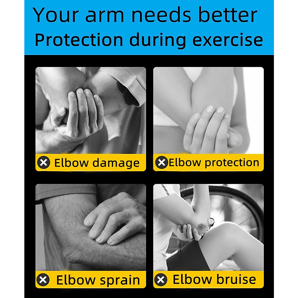 JUSDIQIR Elbow Compression Sleeves, Elbow Brace for Men Women, Tennis Golfer's Elbow Support, Arm Support Sleeves For Sports Protection And Pain Relief (Black)