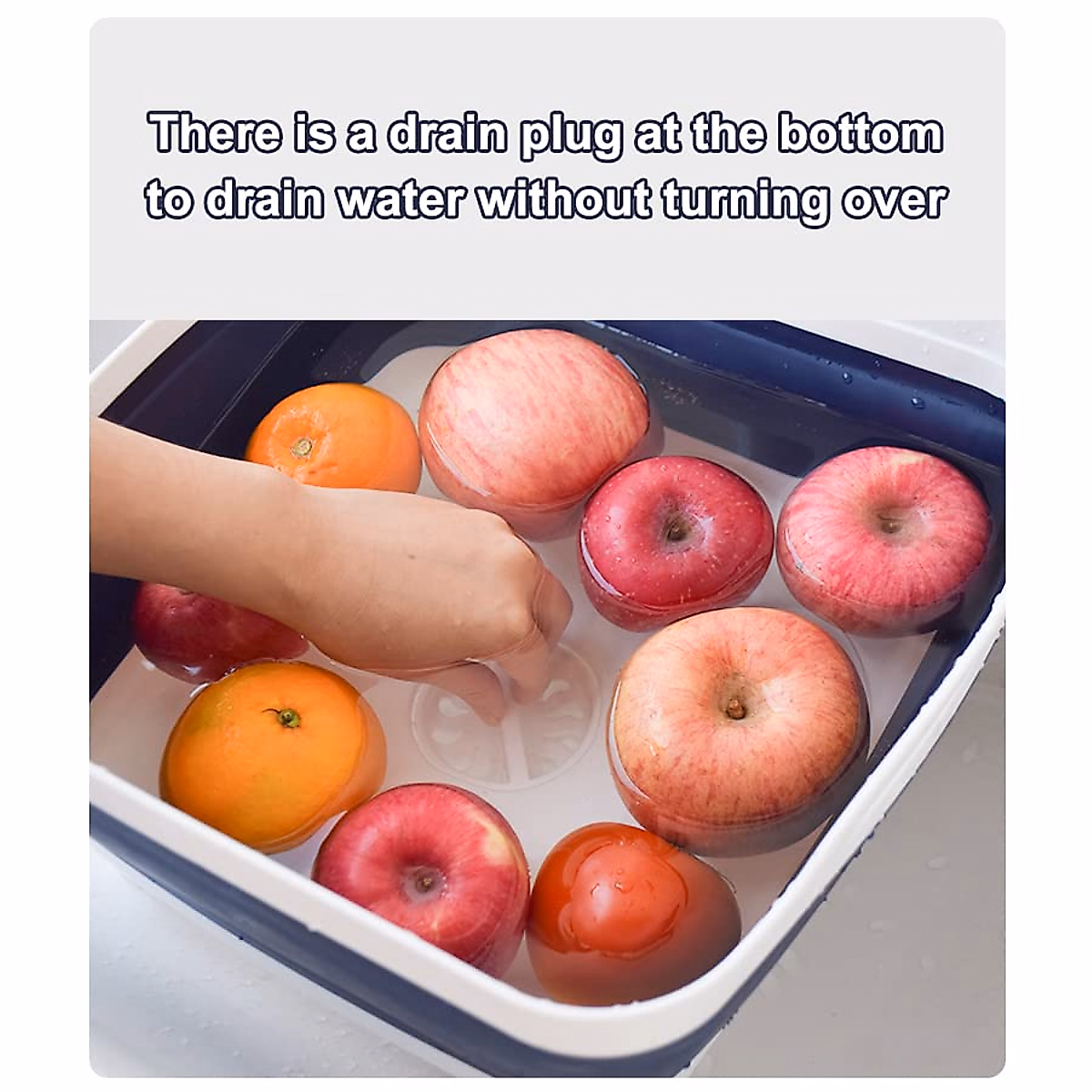 MontNorth Dishpan for Washing Dishes,9L Collapsible Dish Tub Portable Sink,Wash Basin,Foldable Laundry Tub,Washing Basin with Drain Plug,Dishpan for Kitchen Sink,Camping Dish Washing Tub,Navy Blue