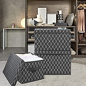 VERONLY Storage Bin with Lid Toy Boxes Organizer - Collapsible Fabric Storage Cubes Baskets with Durable Handles for Closet,Playroom,Shelves,Office,Nursery,Pantry(15.9x12x10.2 inches) - Set of 3 Grey