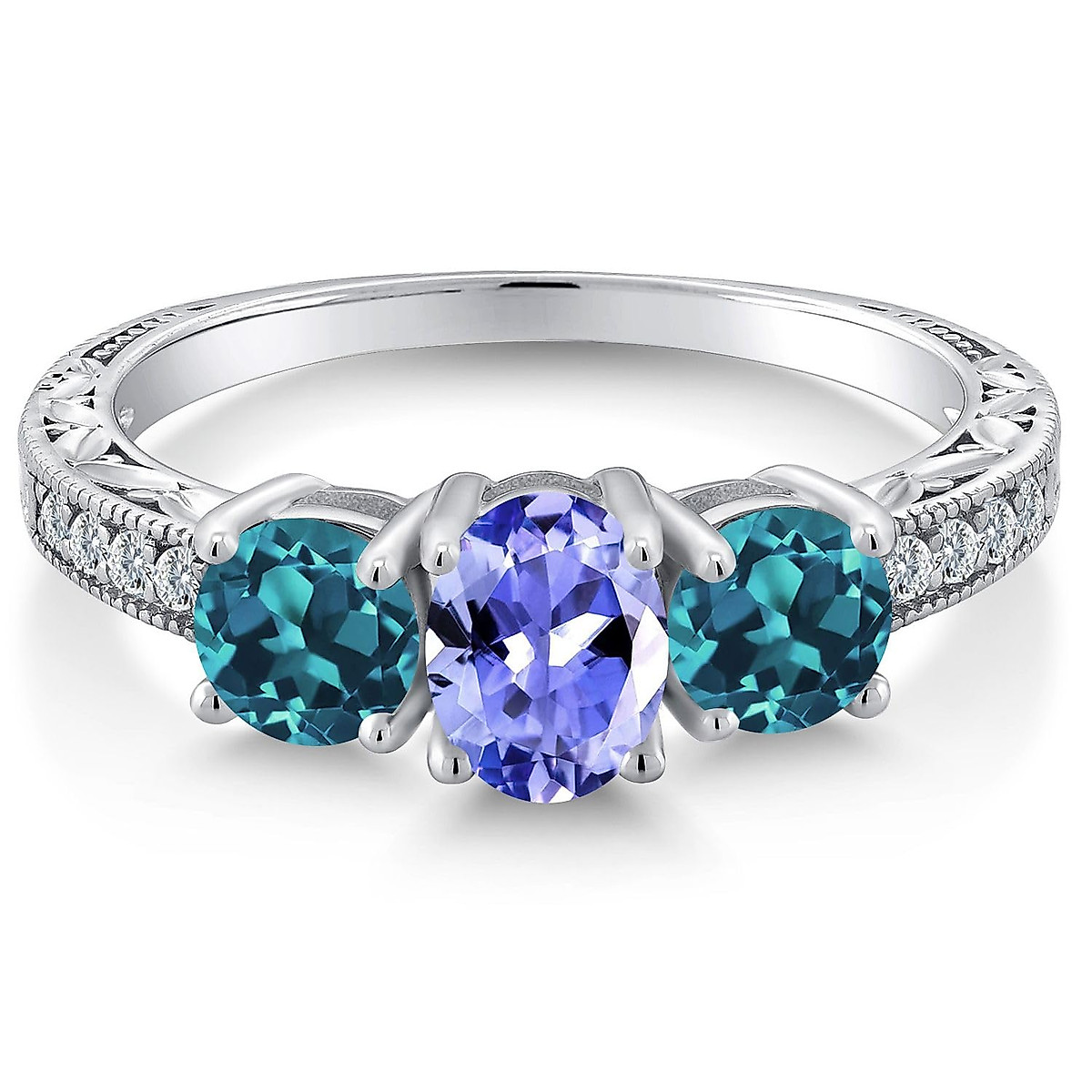 Gem Stone King 925 Sterling Silver Blue Tanzanite and London Blue Topaz Ring For Women (2.17 Cttw, Gemstone Birthstone, Available In Size 5, 6, 7, 8, 9)