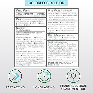 Biofreeze Professional Colorless Pain Relief Roll On, Knee & Simple Backache Relief, Arthritis Pain Reliever, Neck Pain Relief, Cooling Joint Pain Relief, Roll-On Menthol Gel 3 Fl Oz