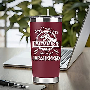 DOUBLECHILD Mothers Day Gifts for Mom from Daughter, Son, Kids - Great Mothers Day Tumbler - Ideas Presents for Mom on Birthday, Xmas - Mama Cup - Insulate Stainless Steel Tumbler 20oz, Red