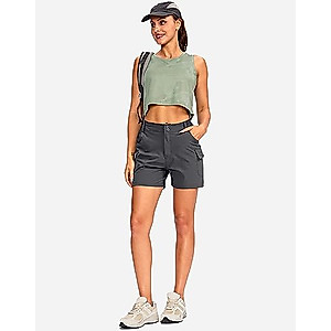 Pudolla Women's Golf Hiking Shorts 4.5" Quick Dry Summer Shorts for Women Work Travel Walk Outdoor with Pockets(Dark Grey XX-Large)