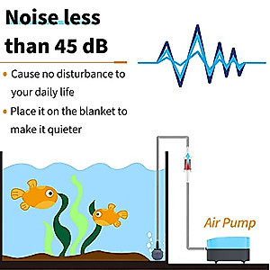 Pawfly Aquarium 40 GPH Compact Air Pump Quiet Oxygen Aerator Pump with Air Stone Airline Tubing and Check Valve Accessories for 5-20 Gallon Buckets and Fish Tanks