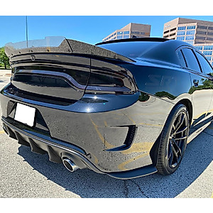 Rear Bumper Lip Aprons Compatible with 2015-2023 Dodge Charger, PP Polypropylene Matte Black Valences Spats Apron Splitter Diffuser Canard by IKON MOTORSPORTS