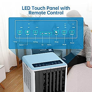 Portable Air Conditioners, SXYCMY 8000 BTU Air Conditioner Portable for Room up to 350 Sq.Ft, 3-in-1 AC Unit with LED Dehumidifier & Fan, Installation Kit & Remote Control for Home, Office
