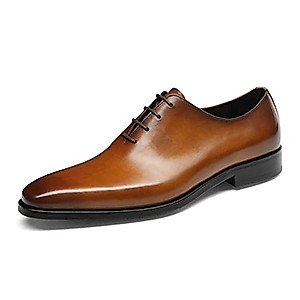 Men's Dress Shoes Oxford Formal Leather Shoes for Men 9.5US Brown