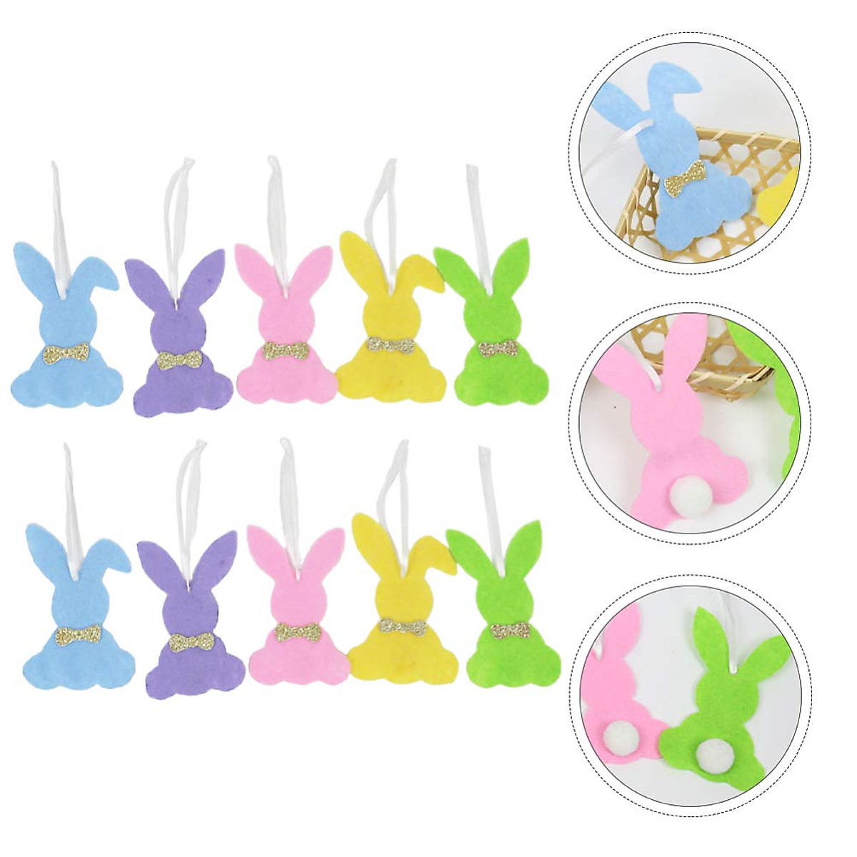VALICLUD 10pcs Easter Rabbit Ornament Hanging Bunny Ornaments Felt Bunny Rabbit Easter Tree Decorations for Home Garden Layout Easter Party Supplies